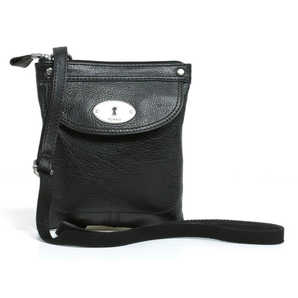 Fossil Black Leather Crossbody Bag | semashow.com