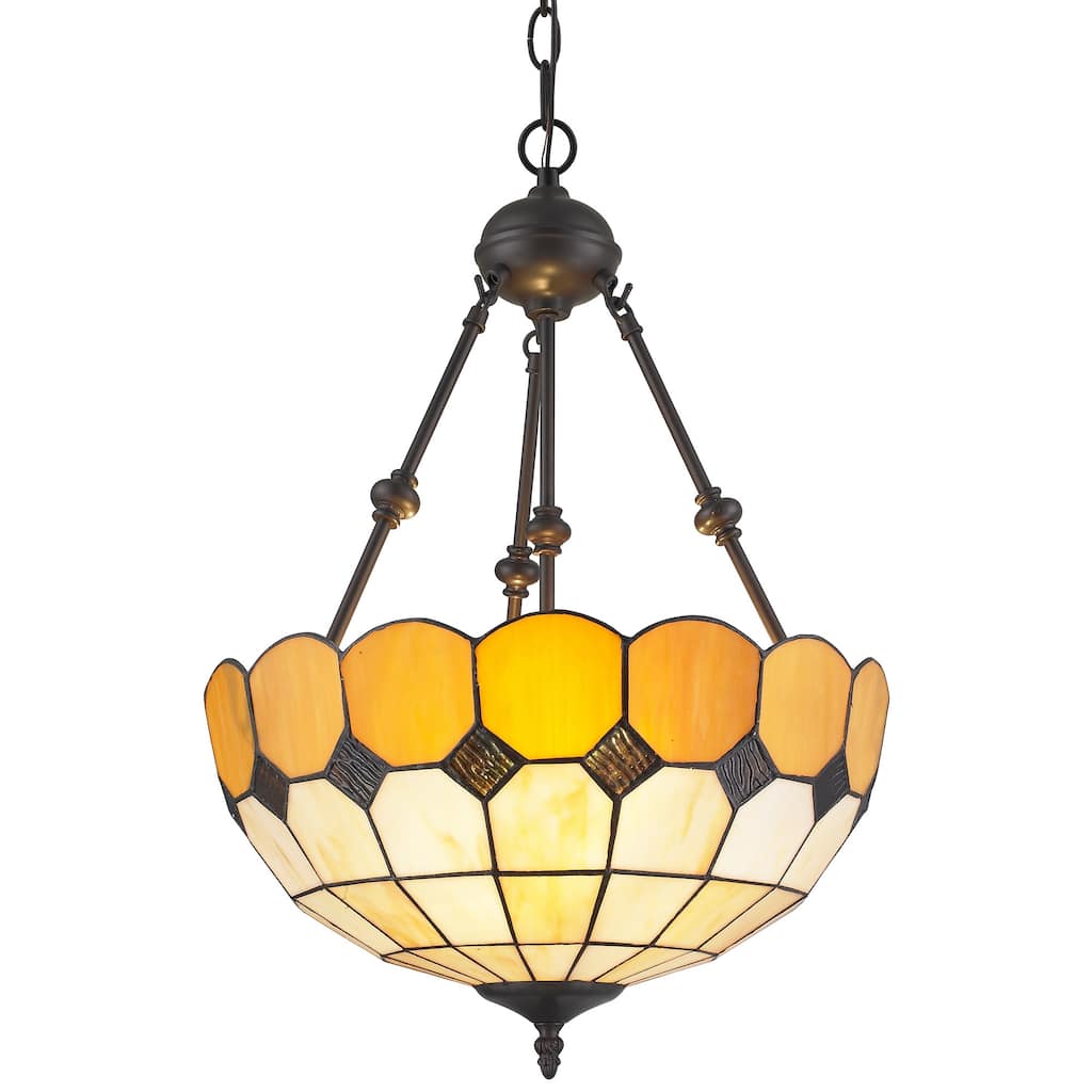 Amora Lighting Tiffany Style Amber Hanging Lamp - Overstock - 8099643