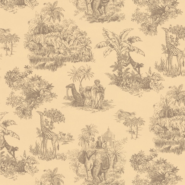 Toile Wallpaper Beige