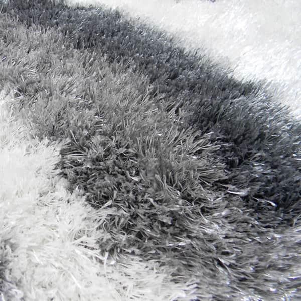 Hand Tufted Abstract Black and White Wave Design Area Rug (5' x 7') - 5 ...