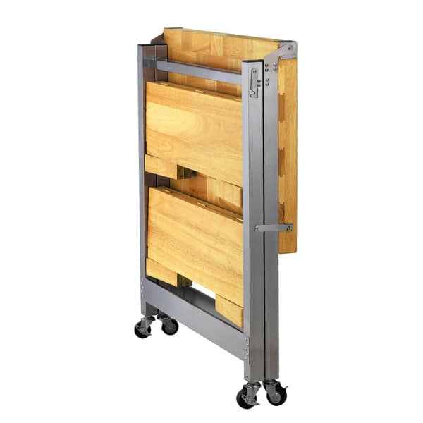 Oasis Concepts Stainless Steel/ Wood Flip Fold Kitchen Island - Bed ...