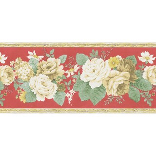 Brewster Red Vintage Botanical Border - Bed Bath & Beyond - 8126792