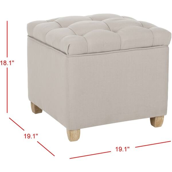 Safavieh Joanie Taupe Tufted Storage Ottoman - Bed Bath & Beyond - 8127067