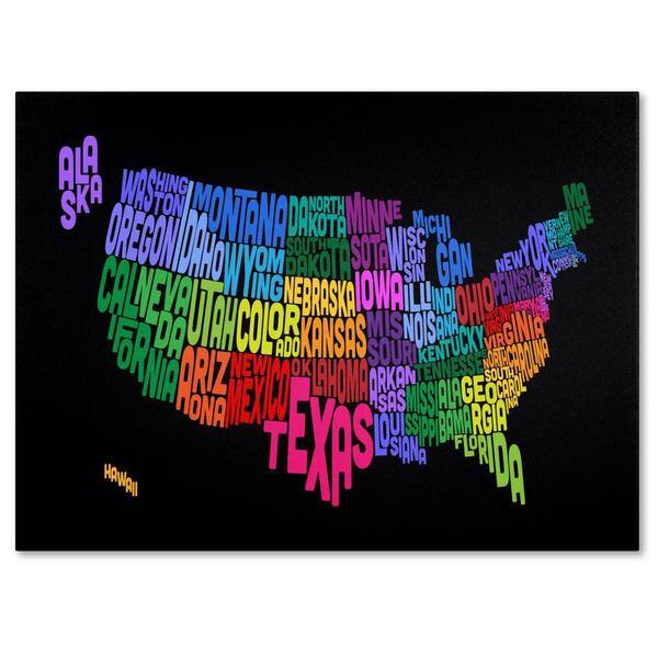 Michael Tompsett 'USA States Txt Map' Canvas Art - Bed Bath & Beyond ...