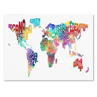 Michael Tompsett 'World Text Map' Canvas Art - Bed Bath & Beyond - 8134104