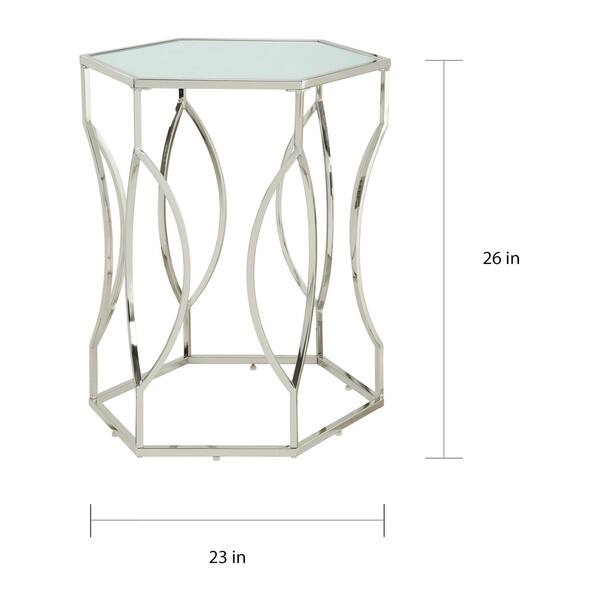 Davlin Hexagonal Metal Frosted-glass Accent End Table by iNSPIRE Q Bold ...