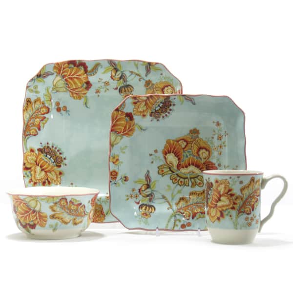 222 Fifth Gabrielle Spring Blue 16-piece Dinnerware Set - Bed Bath ...