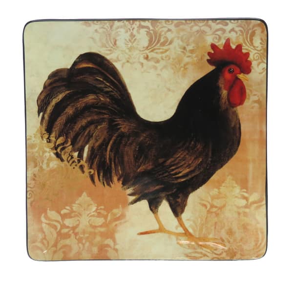 Certified International Hand Painted Avignon Rooster Square Platter ...