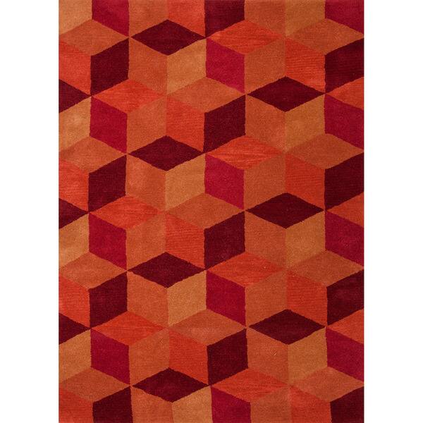 Hand-tufted Contemporary Geometric Red/ orange Rug (5' x 8') - Bed Bath ...