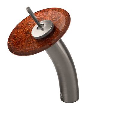 VIGO Mahogany Moon Glass Disc Brushed Nickel Single Lever Waterfall ...