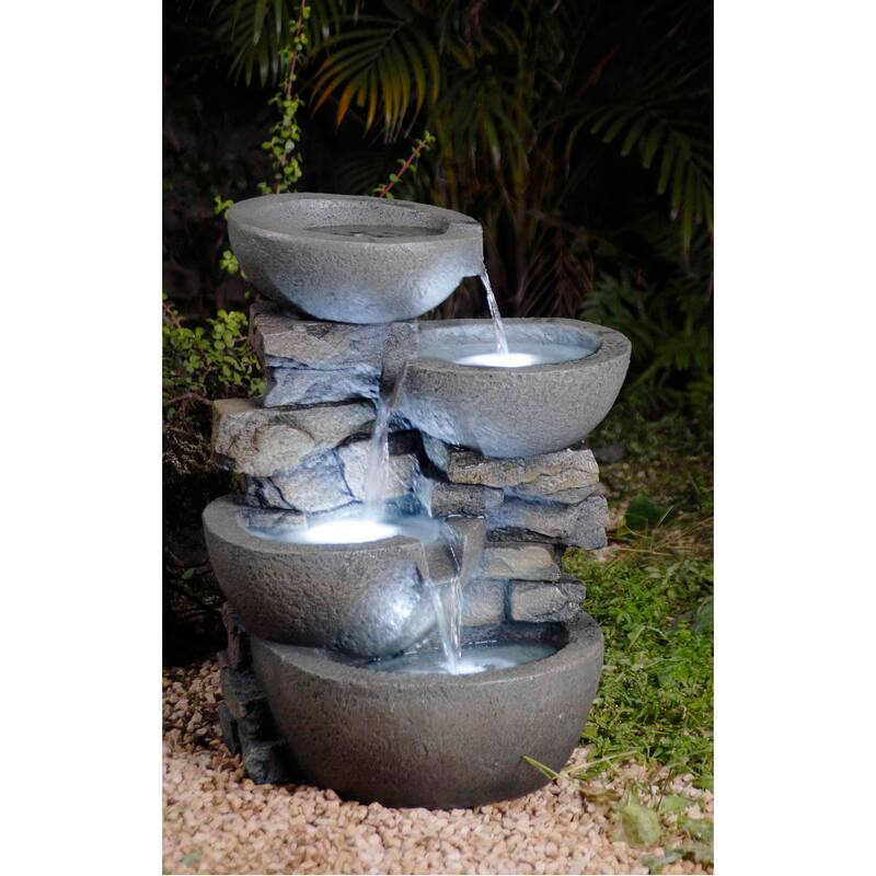 Modern Bowls with LED Lights Indoor/ Outdoor Water Fountain - Overstock ...