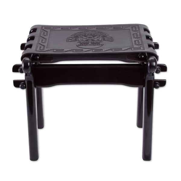 Handmade Tornillo Wood and Leather Nobility Stool (Peru) - Bed Bath ...