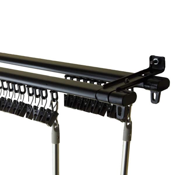 InStyleDesign Regal Black Adjustable Double Curtain Rod Track - On Sale ...