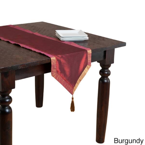 Iridescent Table Runner with Contrasting Border & Tassel - Bed Bath ...