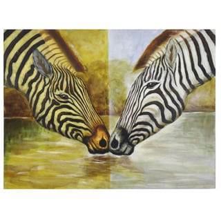 'Mirrored Zebra' Hand Painted Canvas Art - Bed Bath & Beyond - 8238920