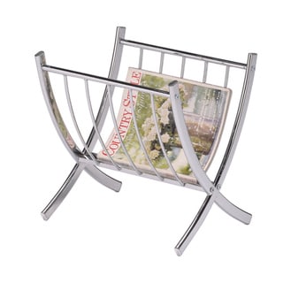 Contemporary Chrome Metal Magazine Rack - Bed Bath & Beyond - 8240037