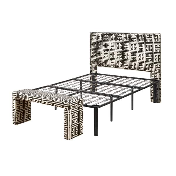 Portfolio Upton Black Greek Key Full/Queen Headboard and Bench Set ...