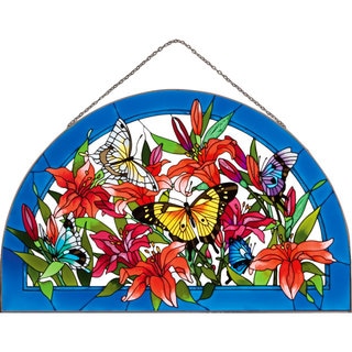 Joan Baker Butterflies/Lilies Art Panel Stained Glass - Bed Bath ...