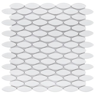 Merola Tile 11.75x12.125-inch Posh Ellipse Glossy White Porcelain ...