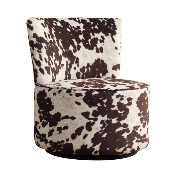 INSPIRE Q Damen Cow Hide Print Modern Round Swivel Chair - Bed Bath ...