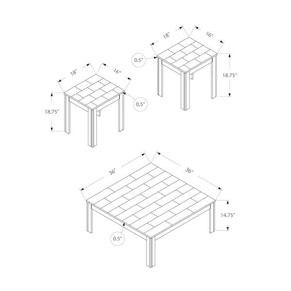 3-Piece Black/Grey Marble Top Square Table Set - Bed Bath & Beyond ...