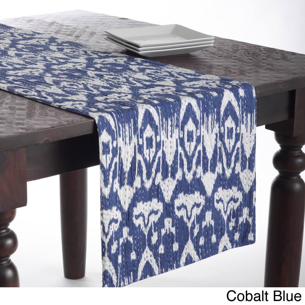 Ikat Table Runner with Kantha Stitches - Overstock - 8284300