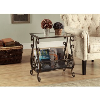 Brushed Gold Metal Magazine Table with a Tempered Glass - Bed Bath ...