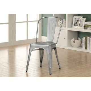 33-inch High Galvanized Silver Metal Cafe Chair (Set of 2) - Bed Bath ...