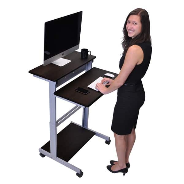 Luxor Mobile Stand-Up Computer Workstation Desk With Silver Gray Frame ...
