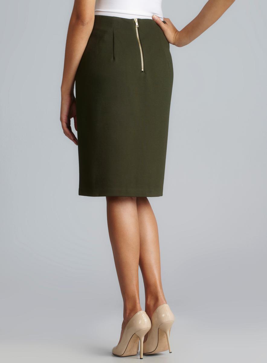 Grace Exposed Back Zipper Ponte Skirt - 15877820 - Overstock.com ...
