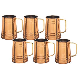 Solid Copper Tankards with Brass Handles (Set of 6) - Bed Bath & Beyond ...
