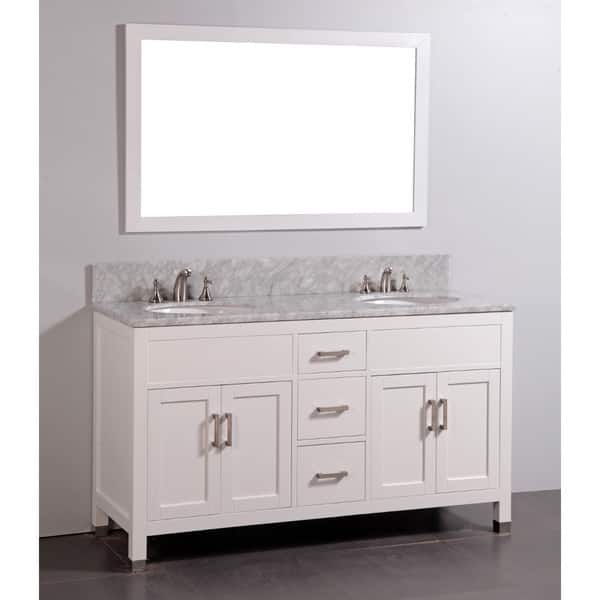 Mable Top 61-inch Double-sink Bathroom Vanity and Matching Mirror - Bed ...