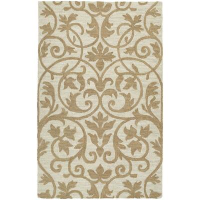 Zoe Scroll Oatmeal Hand Tufted Wool Rug (5'0 x 7'9) - 5' x 7'9 ...