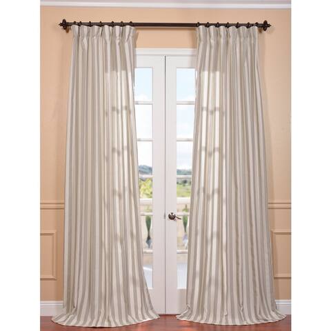 Exclusive Fabrics Key West Stone Linen Blend Stripe Curtain (1 Panel ...