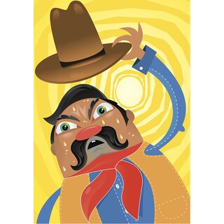 'Cowboy Sweating in Heat' Modern Canvas Print Wall Art - Bed Bath ...