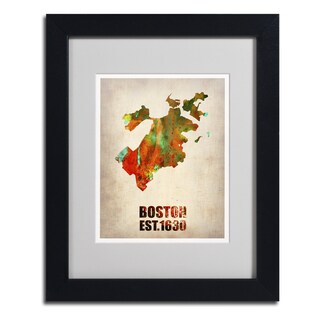 Naxart 'Boston Watercolor Map' Framed Matted Art - Bed Bath & Beyond ...