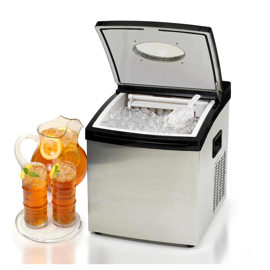 Portable Stainless Steel/ Black Automatic Clear Ice Machine - Overstock ...