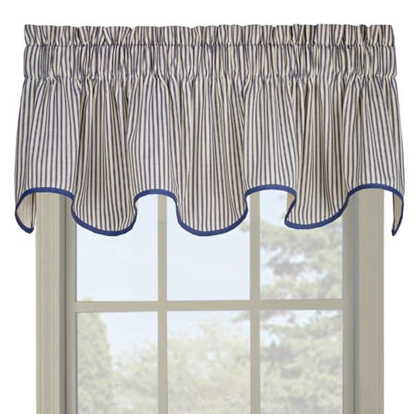 Ticking Blue Stripe Wave Valance - Bed Bath & Beyond - 8377579