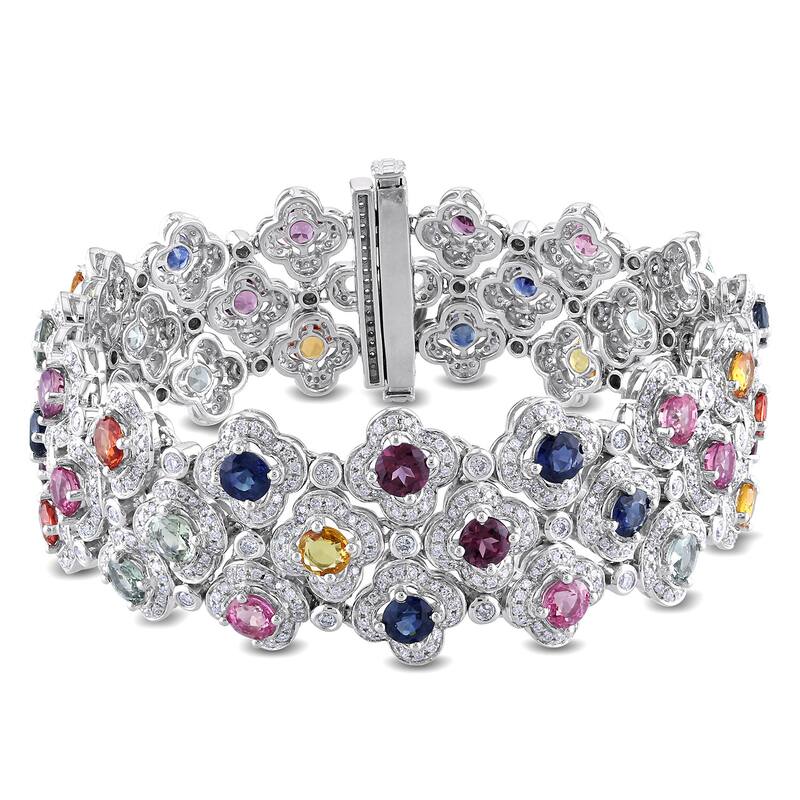 Miadora Signature Collection 14k White Gold Sapphire and 3 7/8ct TDW ...