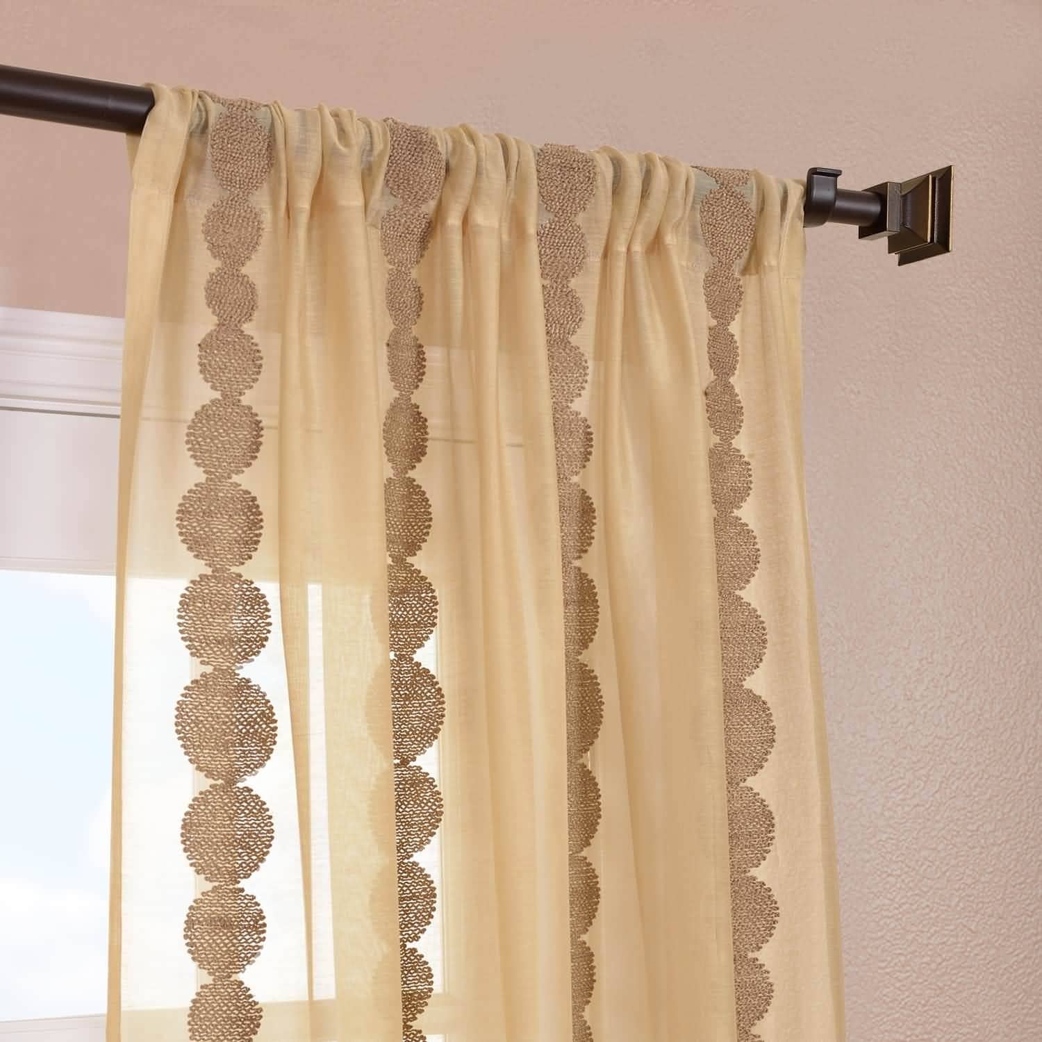 EFF Cleopatra Gold Embroidered Sheer Curtain Panel 50w X 120l for sale ...
