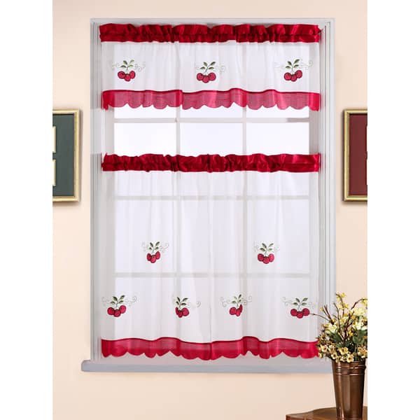 3-piece Sweet Cherry Tiered Curtain Set - Bed Bath & Beyond - 8398647