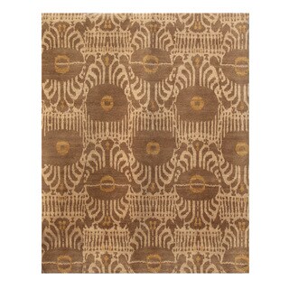 Hand-Knotted Gold/ Yellow Hand carded Wool Rug (2x3) - Bed Bath ...