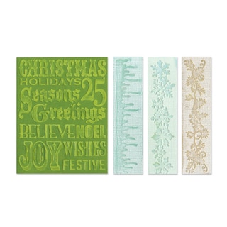 Sizzix Texture Fades Christmas Embossing Folders (Pack of 4) - Green ...