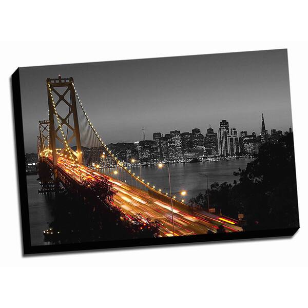'Bridge Lights Color Splash' Wall Art - Bed Bath & Beyond - 8409258