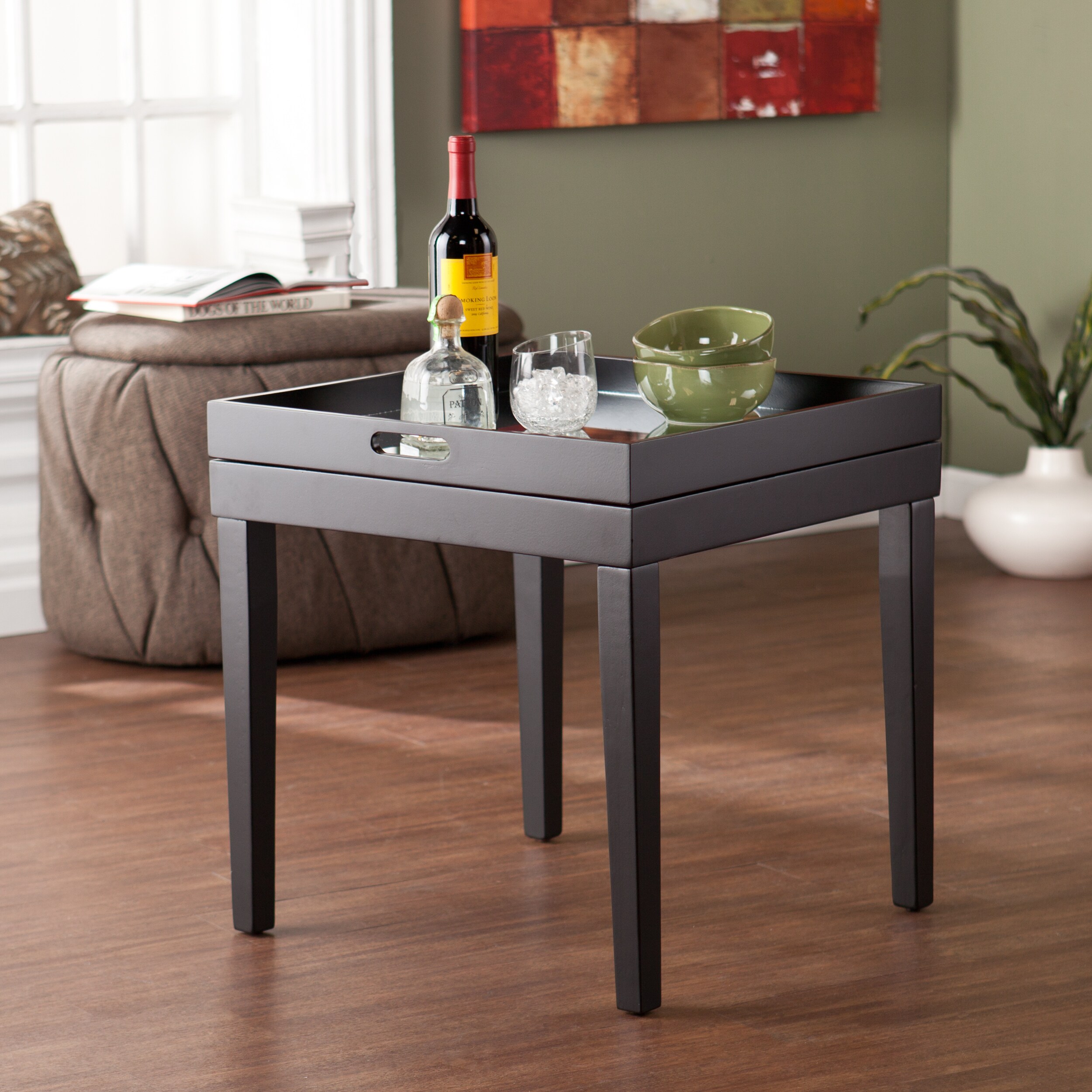 Upton Home Astor Black Mirrored Butler Table Bed Bath Beyond 8419141