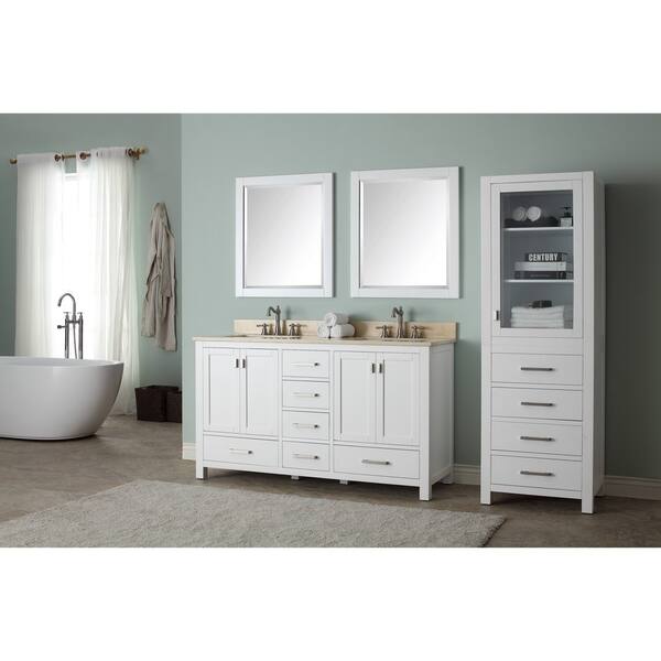 Avanity Modero 61-inch Double Vanity in White Finish with Dual Sinks ...