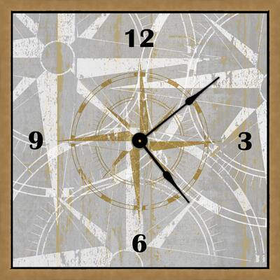 Gold Compass Art Clock - Overstock - 8440327