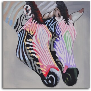 'Pastel zebra duo' Hand Painted Canvas Art - Bed Bath & Beyond - 8441217