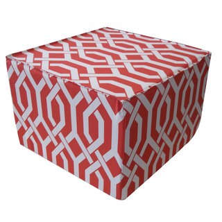 Handmade Red and White Fork Ottoman Pouf (USA) - Bed Bath & Beyond ...