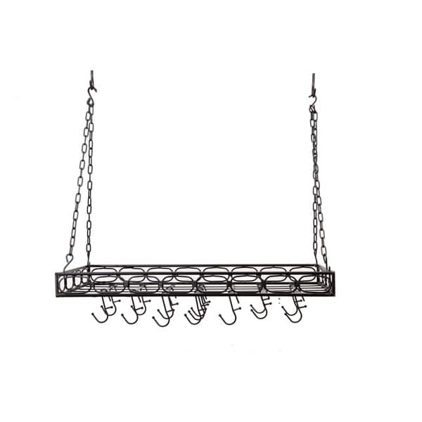 Old Dutch Matte Black Rectangular Pot Rack with 16 Hooks - Bed Bath ...